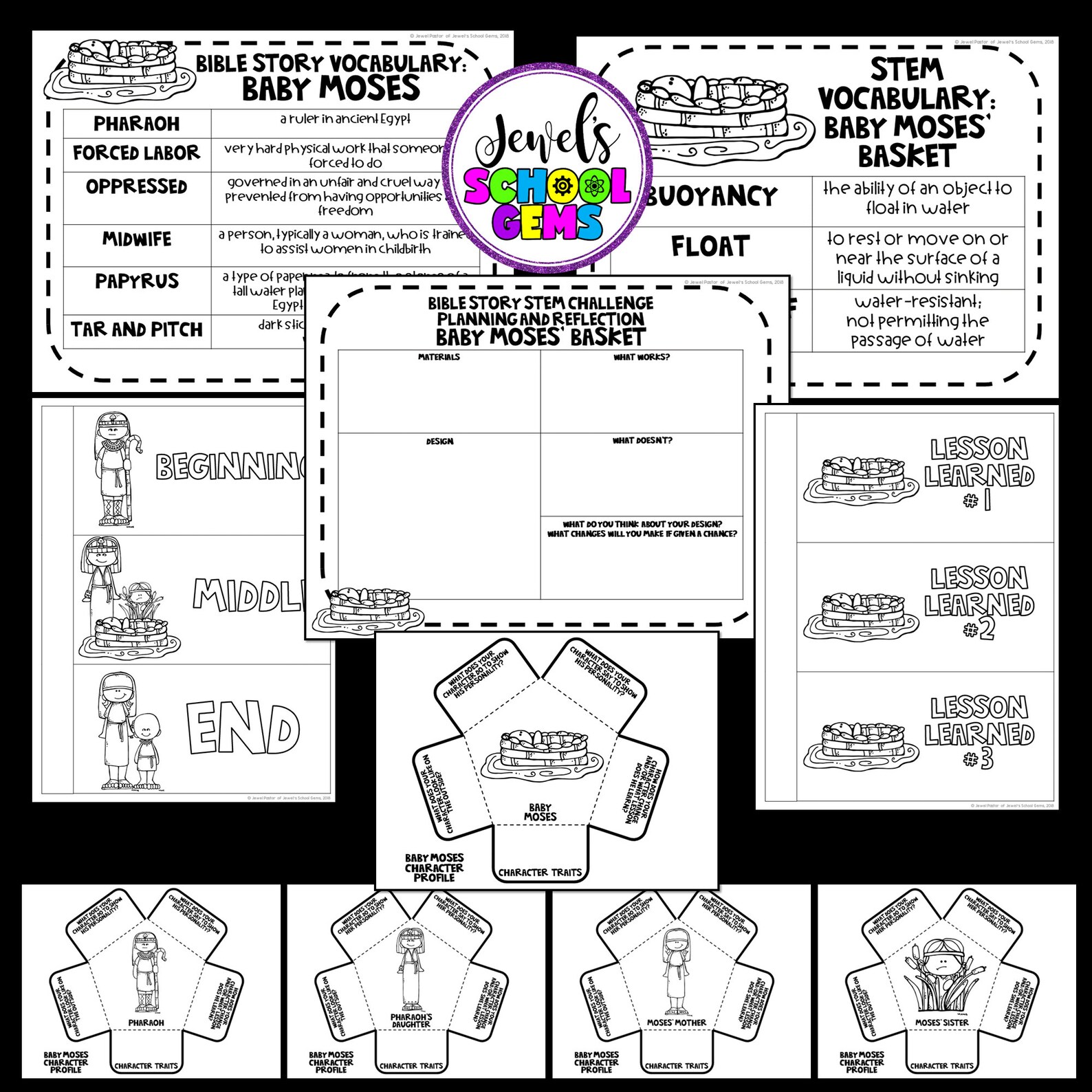 Baby Moses Bible Lessons for Children | Bible Stories STEM Activities ...