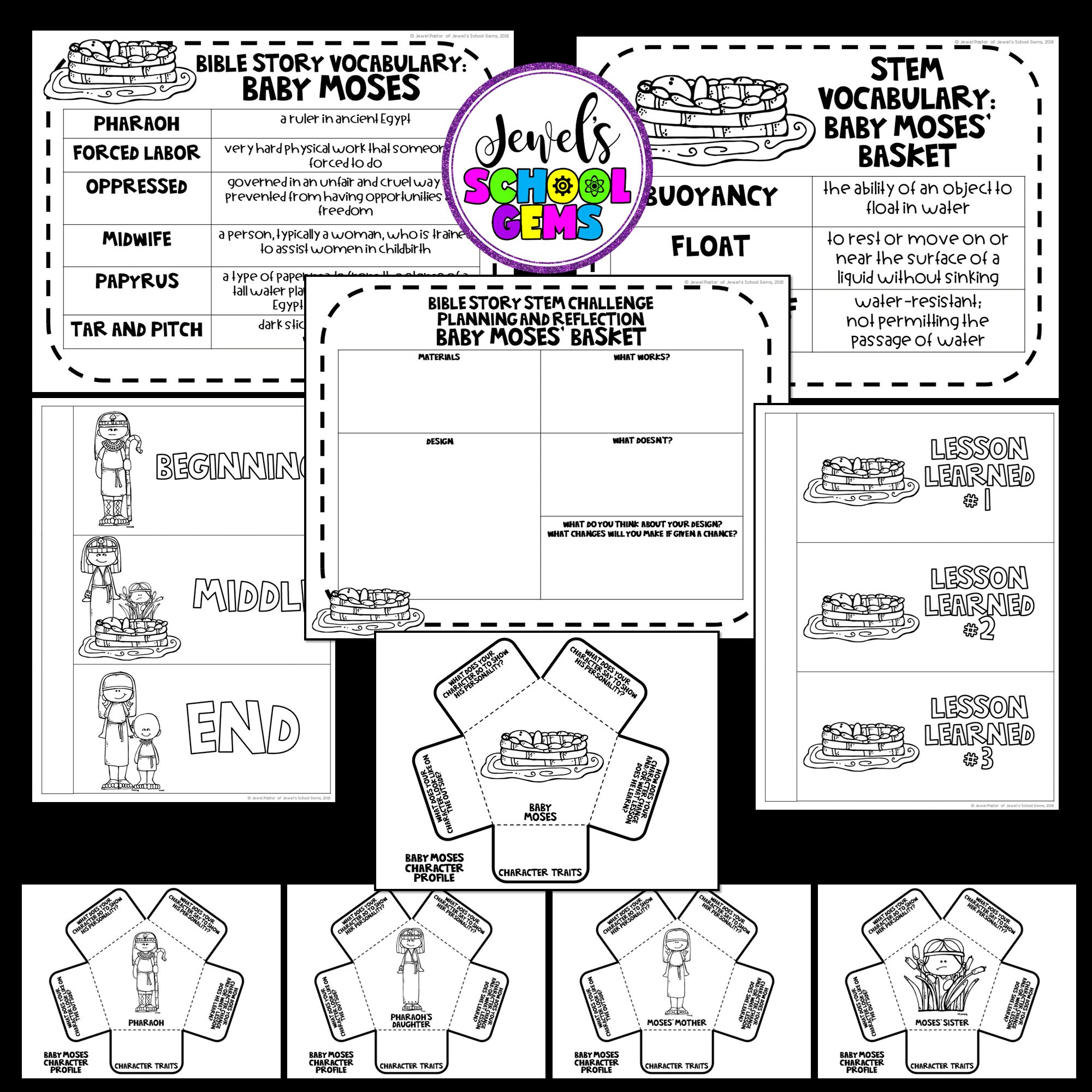 Baby Moses Bible Lessons for Children | Bible Stories STEM Activities ...