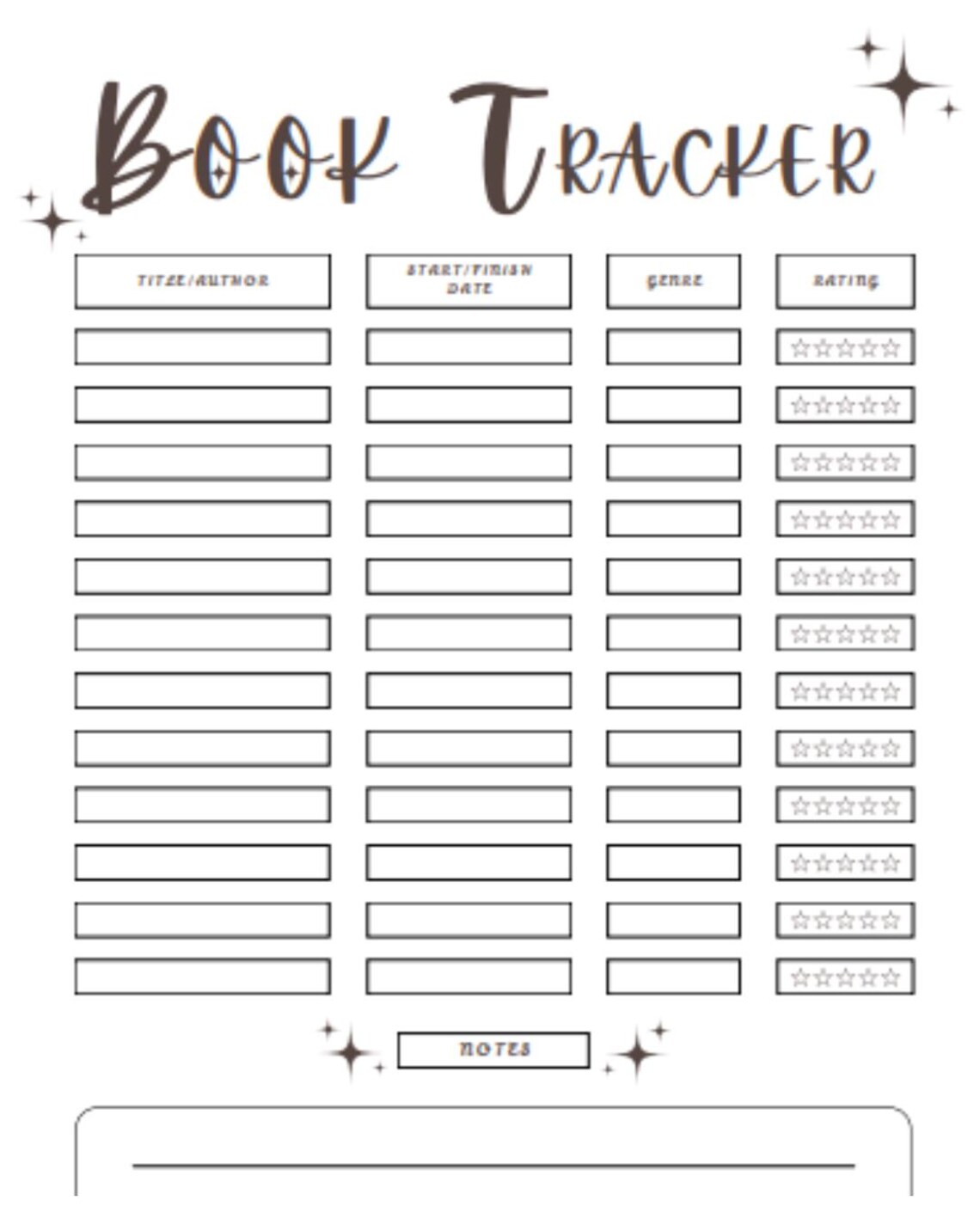 Printable Book Tracker - Etsy