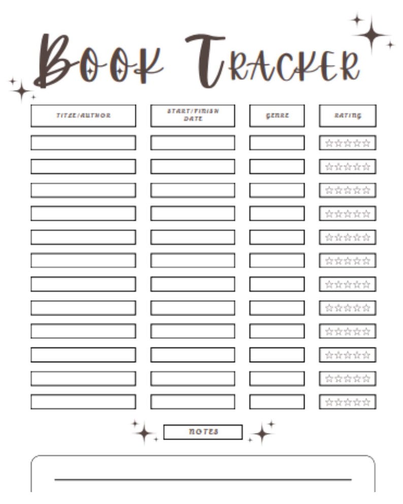 Printable Book Tracker - Etsy