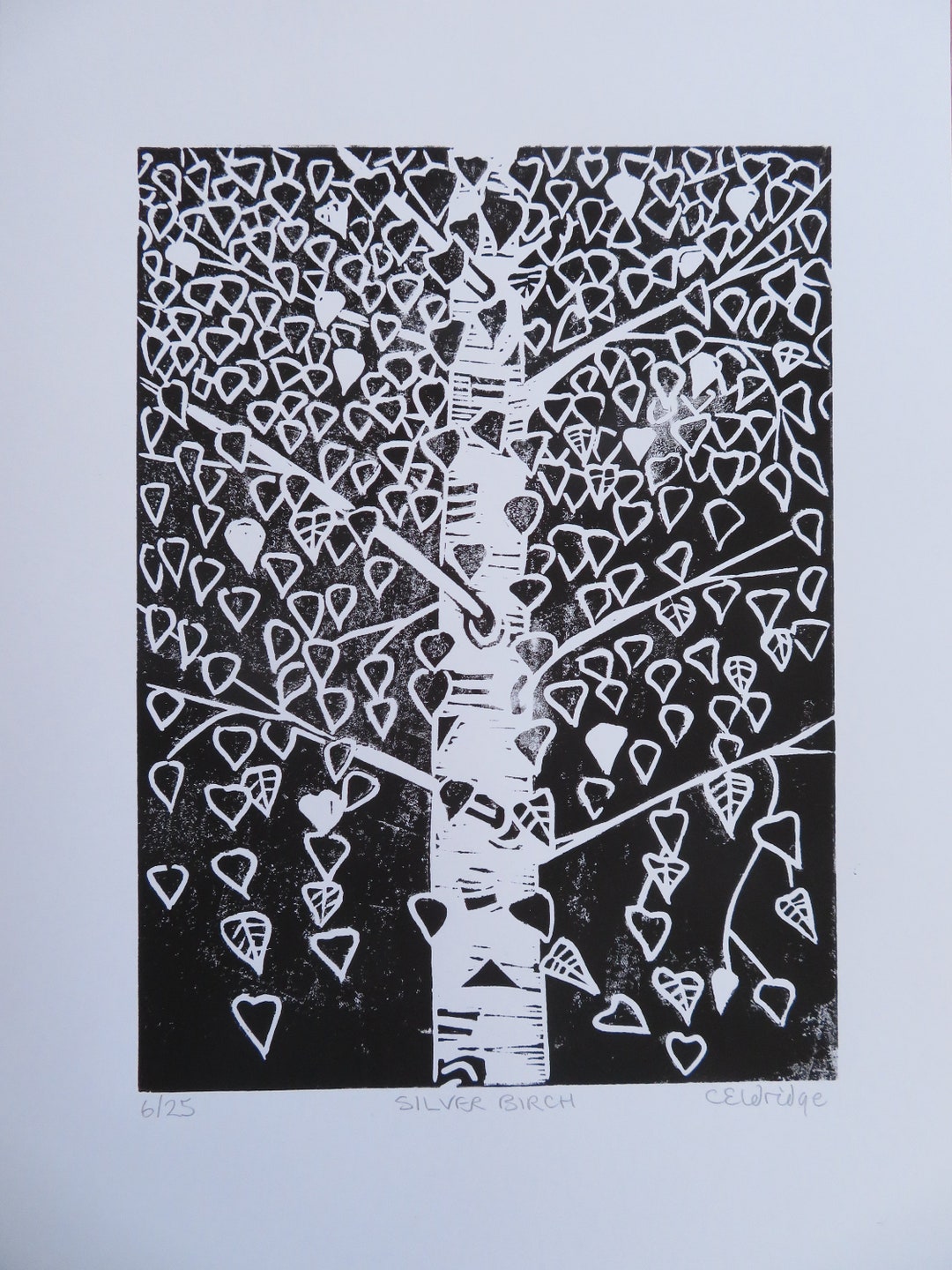 Silver Birch Hand Made Linocut Print Signed Limited Edition A4 Tree Art ...