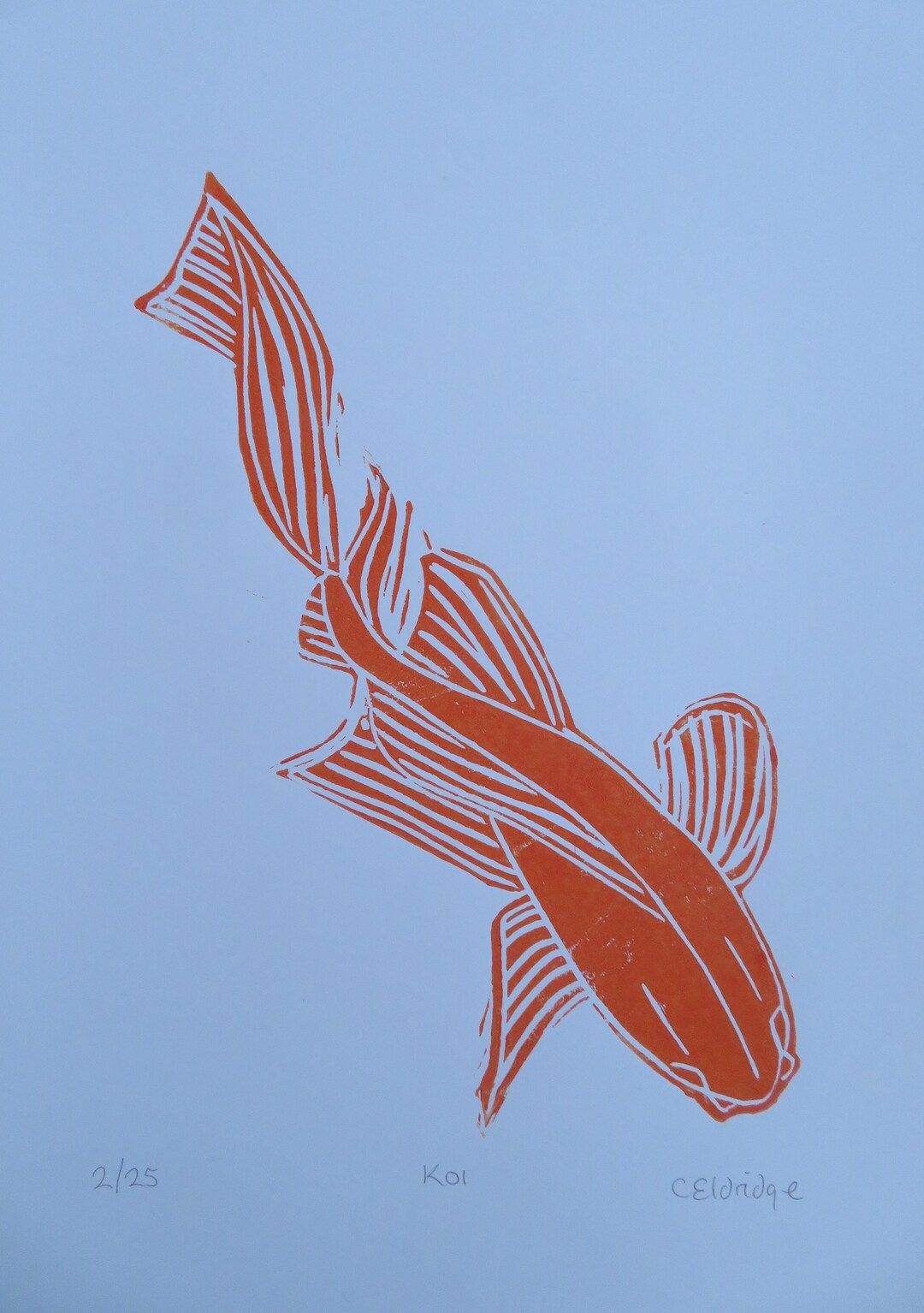 Koi. Gold Fish Handmade Linocut Print Signed Numbered Limited - Etsy
