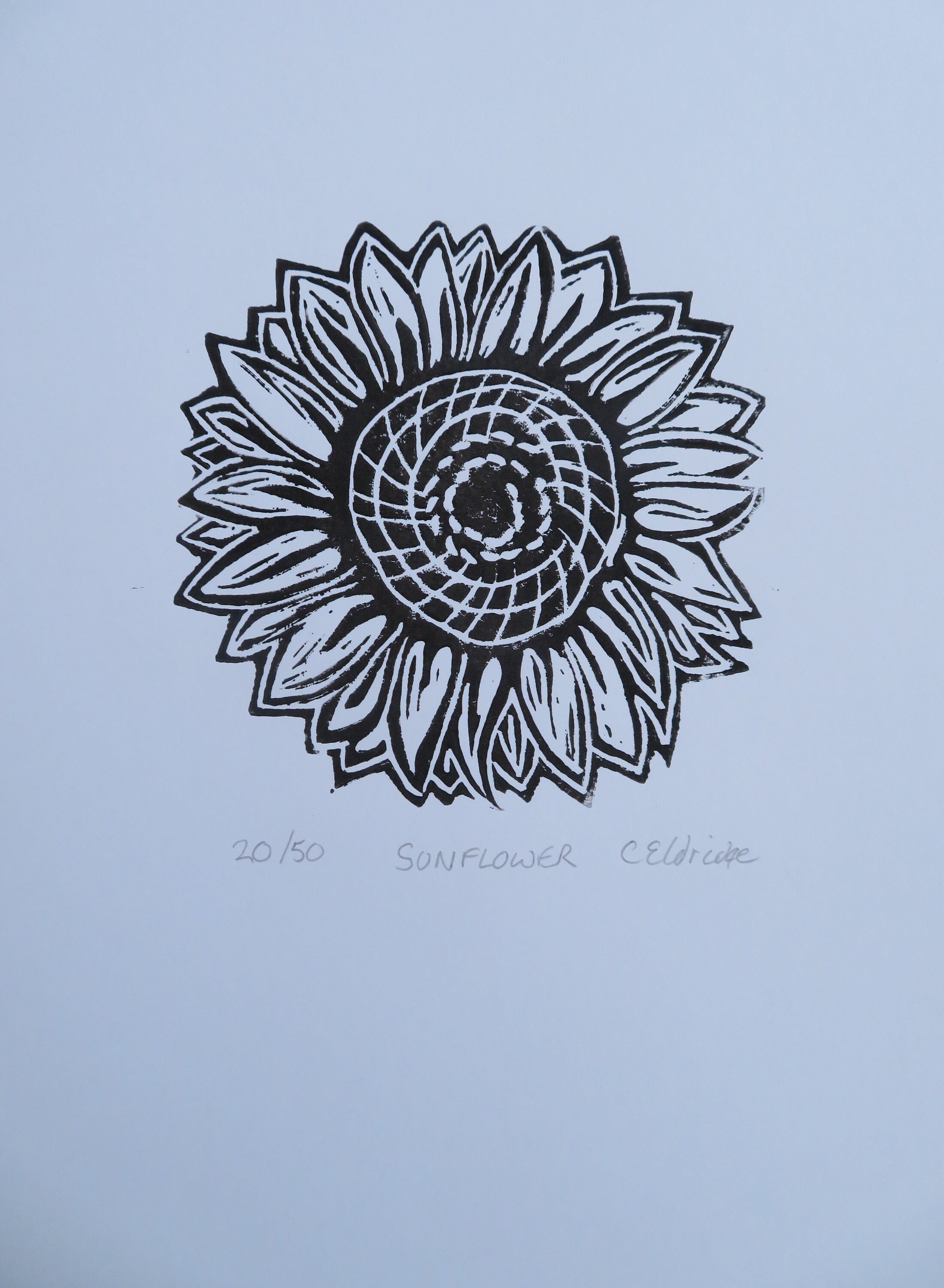 Sunflower. Handmade Linocut Print Signed Numbered Limited - Etsy