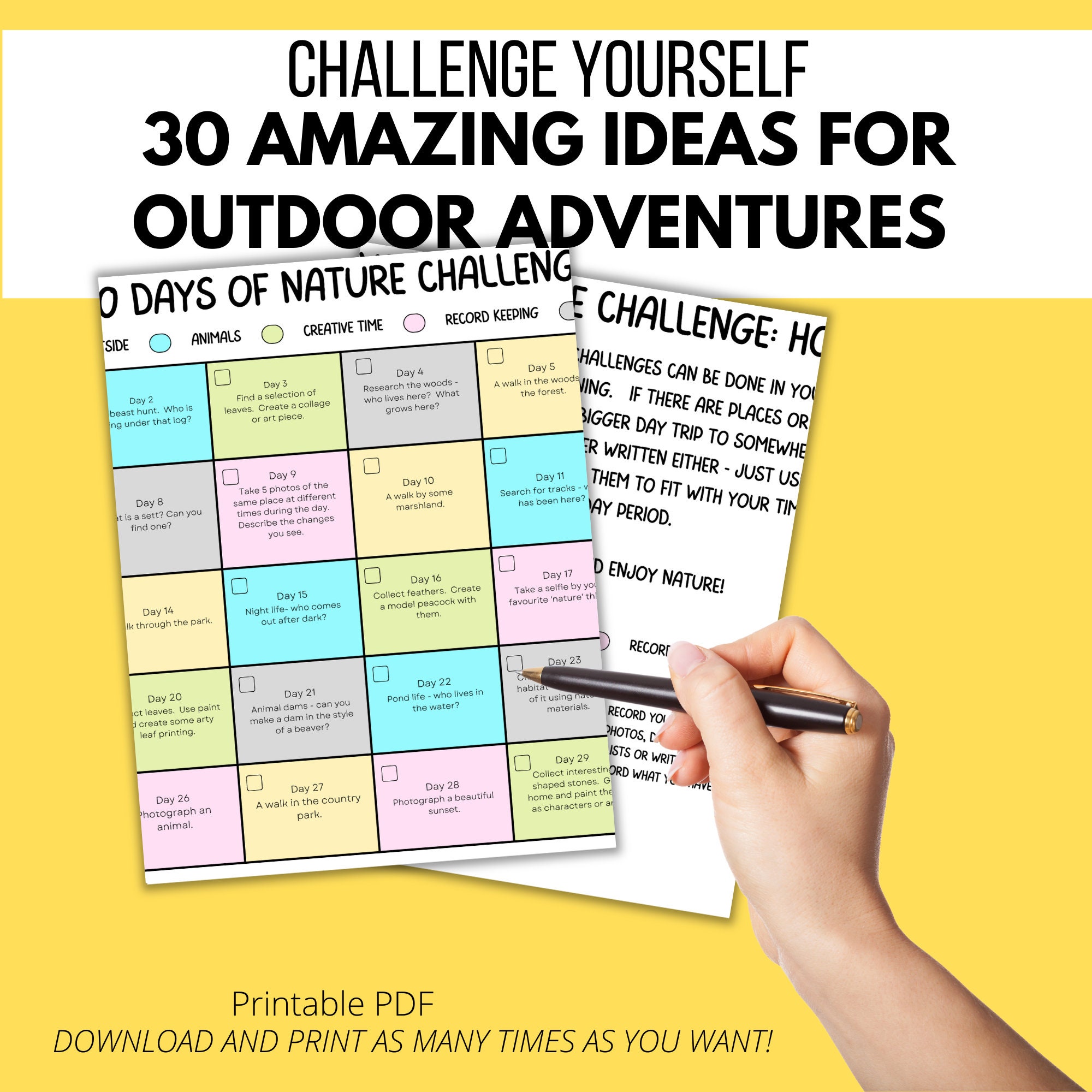 30 Days of Nature Challenge, Nature Challenge, Printable Nature Hunt ...