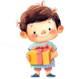 Cartoon Kids PNG Clipart, Set of Isolated Watercolor Children Pictures ...