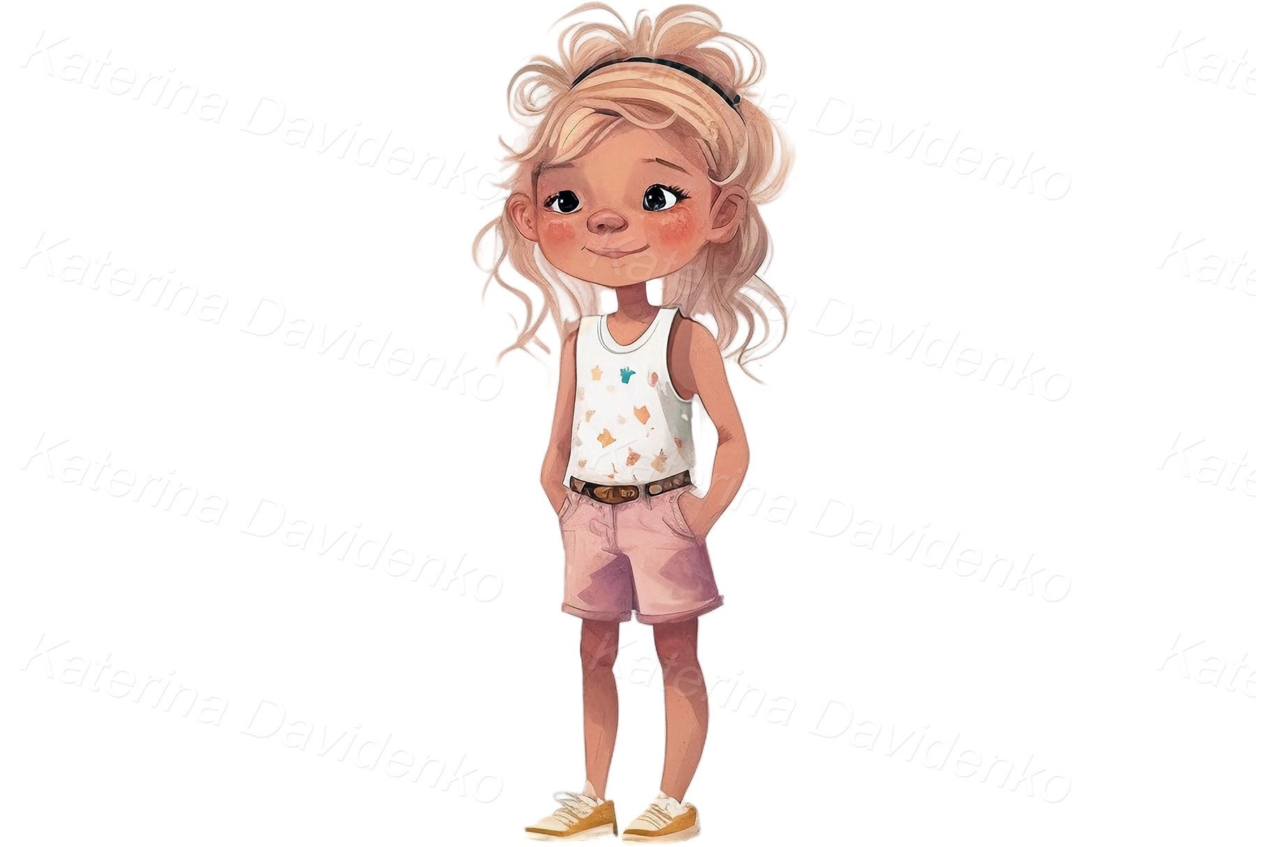 Cute Cartoon Little Children in Summer Clothes Standing in a Row Boys ...