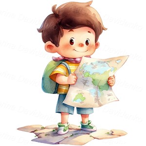 Collection of Watercolor Cartoon Kids Vacation PNG Clipart, Summer ...