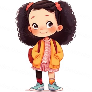 Cute Cartoon Multiethnic School Kids With Backpacks PNG Clipart Set ...