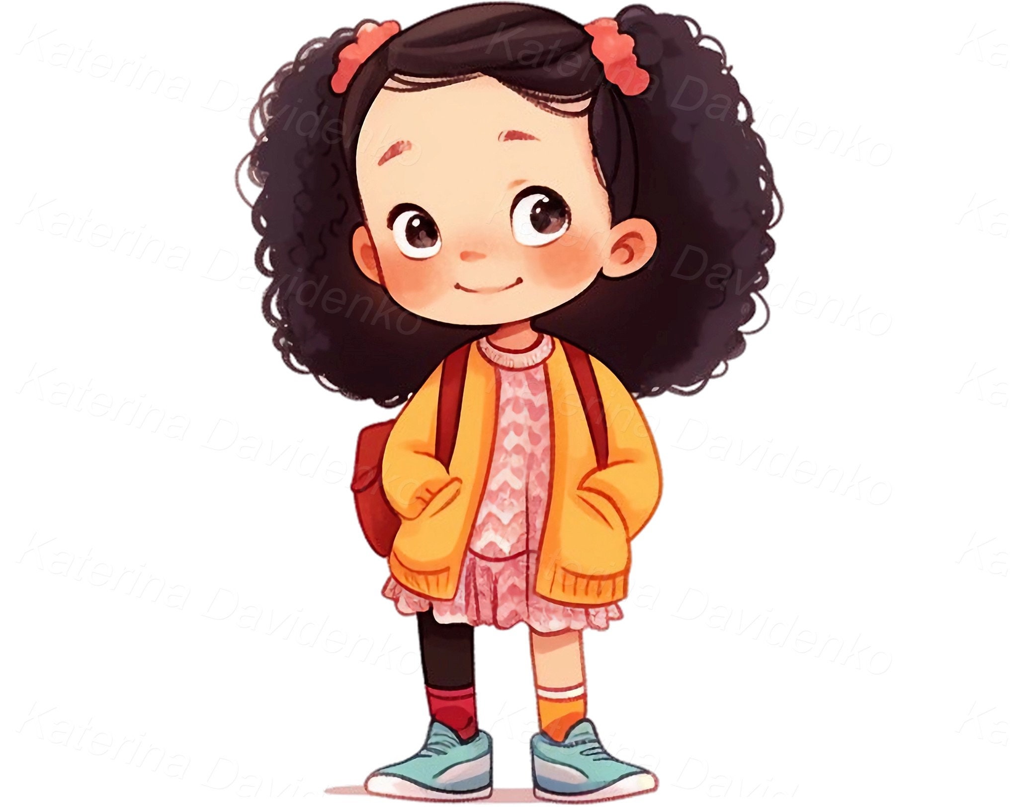Cute Cartoon Multiethnic School Kids With Backpacks PNG Clipart Set ...