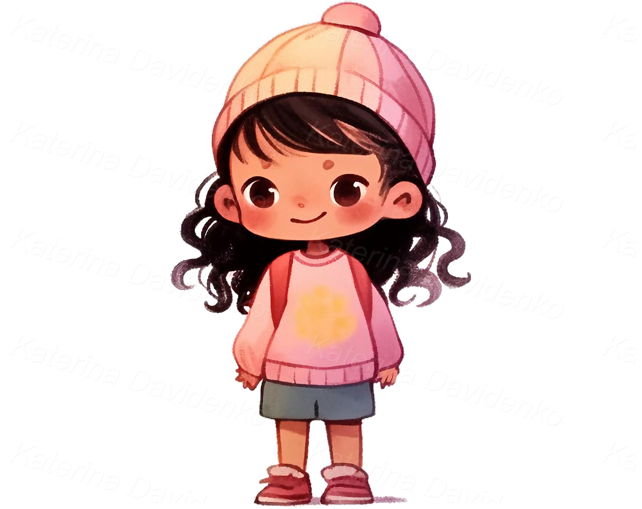 Cartoon Clipart Set of School Kids With Backpacks, Boys and Girls in ...