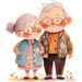 Collection of Happy Elderly Couples. Cartoon Grandparents PNG Clipart ...