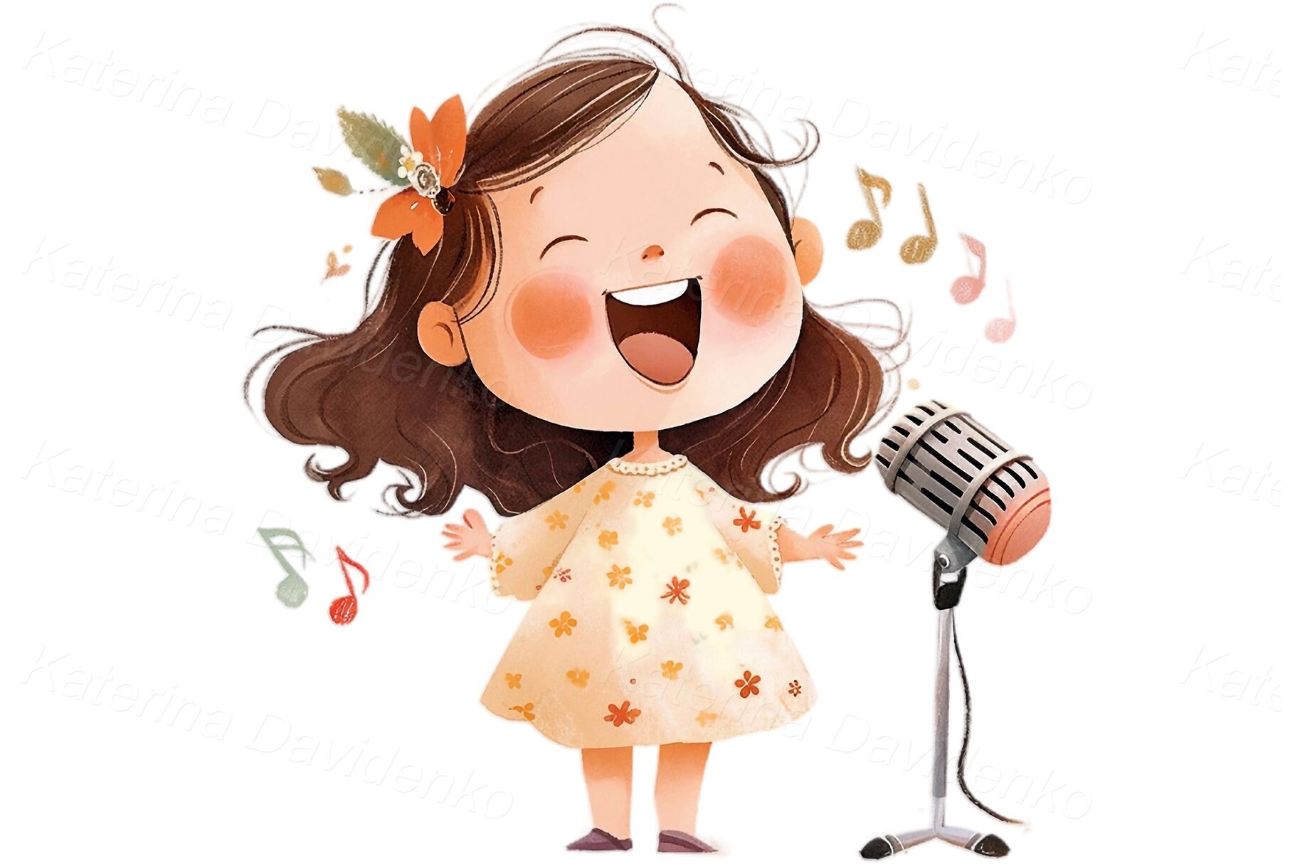 Children Playing Musical Instruments and Singing Songs, Kids Clipart ...