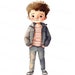 Cute Cartoon Little Boys and Girls Standing in a Row, Isolated ...