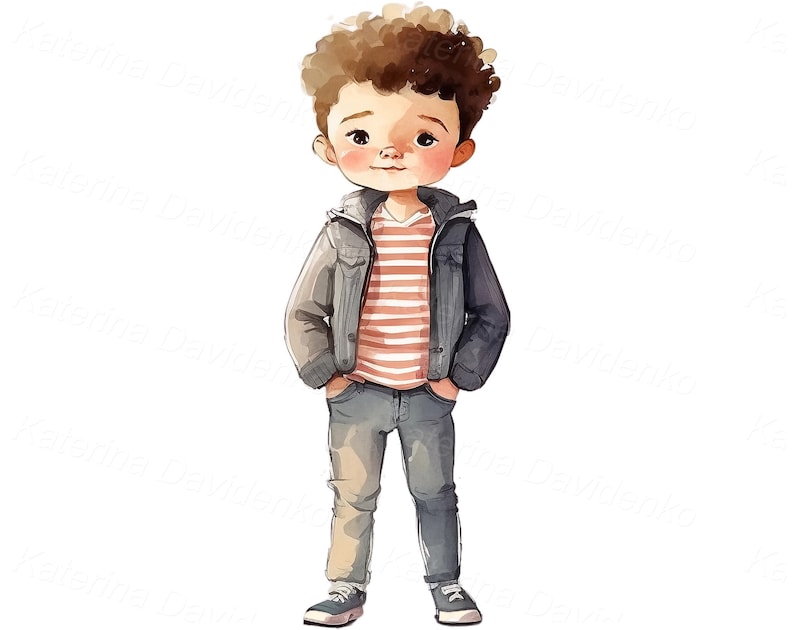 Cute Cartoon Little Boys and Girls Standing in a Row, Isolated ...