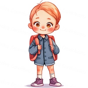 Multiethnic Little Kids PNG Clipart. School Children With Backpacks ...