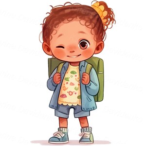Multiethnic Little Kids PNG Clipart. School Children With Backpacks ...