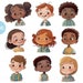 Set of Cartoon Smiling Children Standing in a Row. Transparent PNG ...