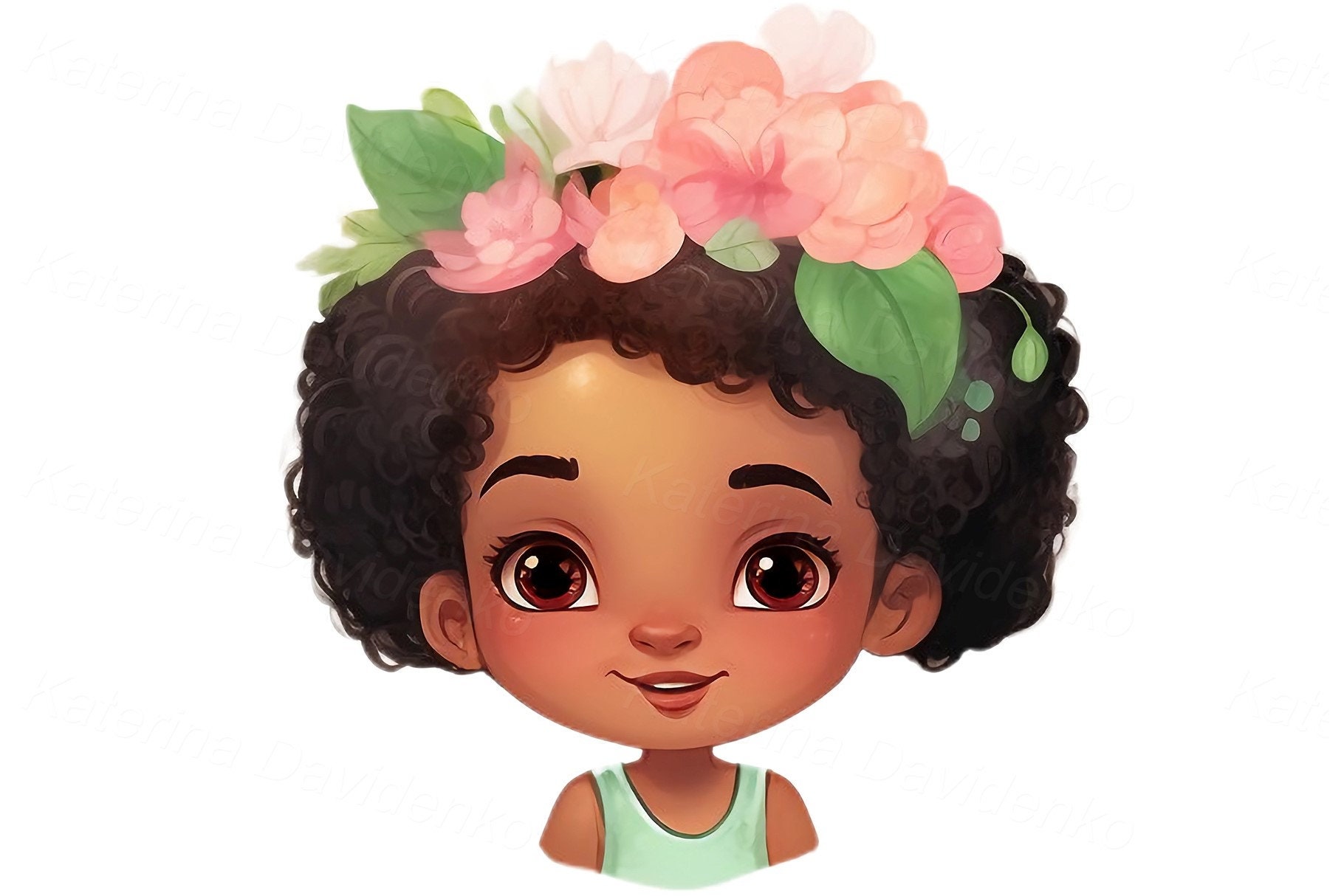 Cartoon Happy Kids Faces Clipart, Set of Little Girls Avatars ...