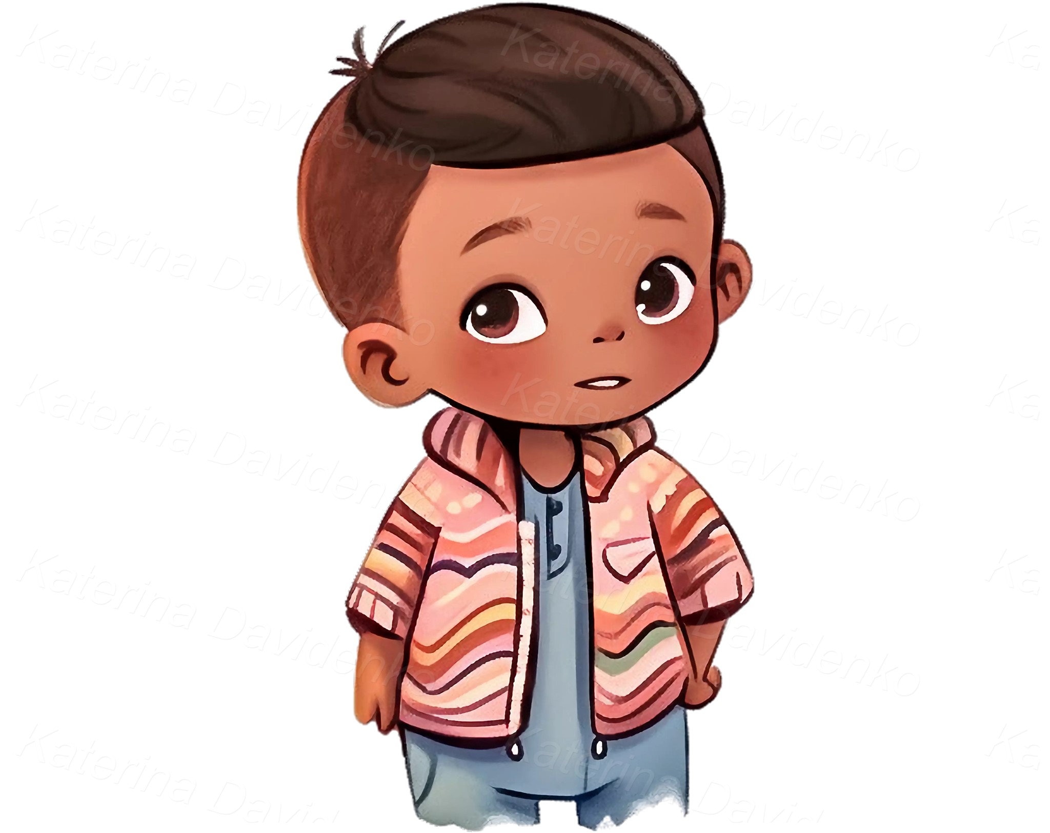 Set of Cartoon Happy Kids Portraits, PNG Clipart of Multiethnic ...