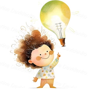 Set Cartoon Clipart Little Kids With Different Symbol Signs and Objects ...