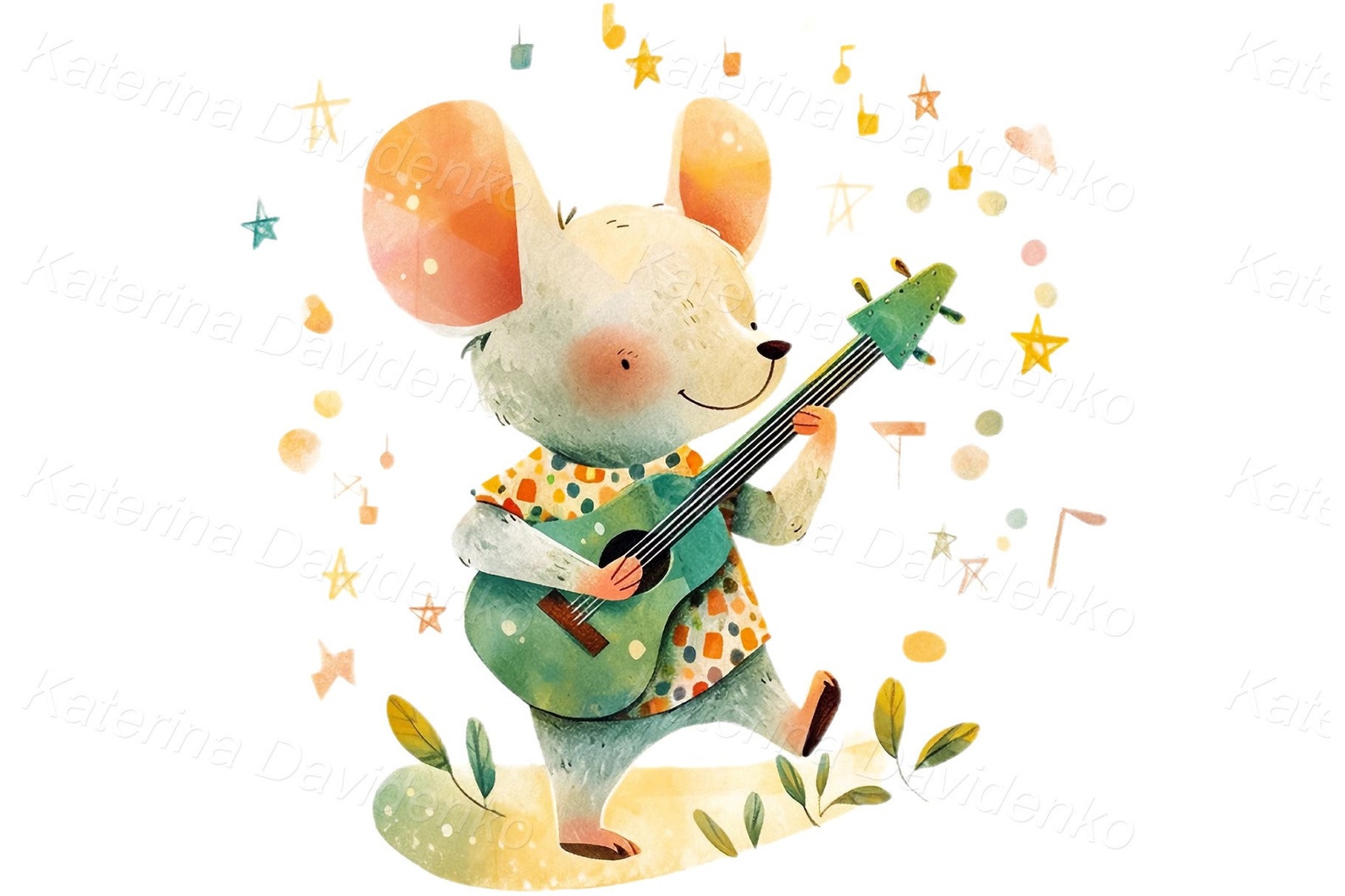 Cute Cartoon Animals Playing Guitars and Singing Songs. Animals ...