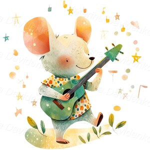 Cute Cartoon Animals Playing Guitars and Singing Songs. Animals ...