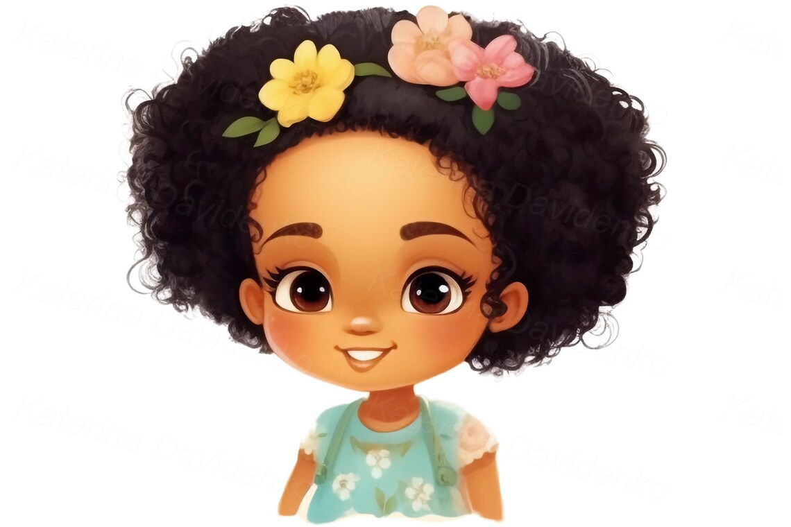 Set of Happy Children Faces, Cartoon Little Girls, Kids PNG Clipart ...