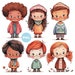 Cartoon Little Kids Outdoor Clipart, Autumn Weather, Children Season ...