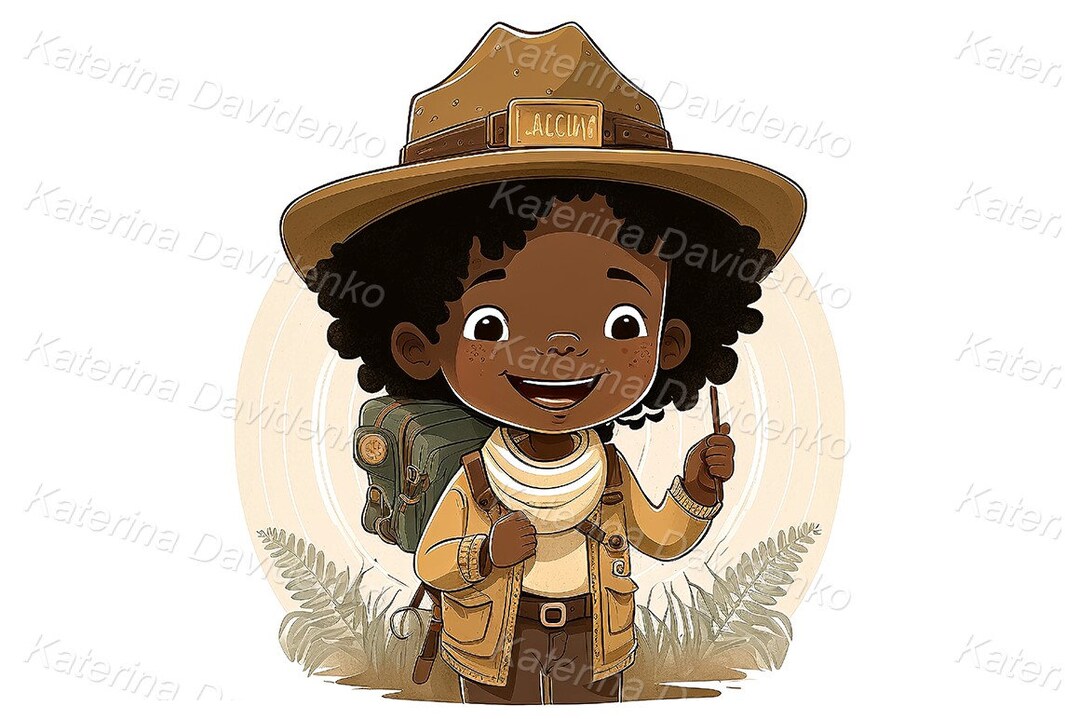 Illustration of Cute Little Girl Explorer With Backpack. Cartoon ...