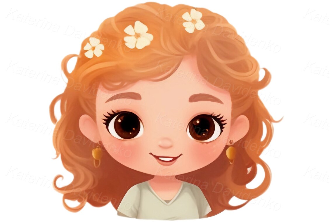 Collection of Cartoon Little Girls Faces PNG Clipart, Kids Icon Set ...