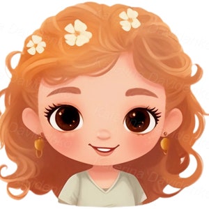 Collection of Cartoon Little Girls Faces PNG Clipart, Kids Avatar Set ...