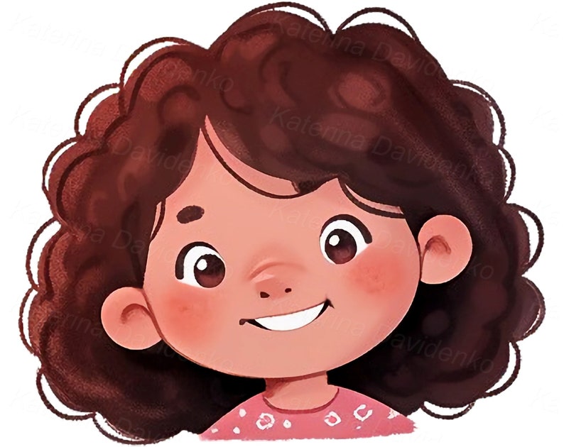 Set of Cartoon Multiethnic Children Faces Png Clipart. Smiling Kids ...