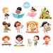 Set of Isolated Watercolor Cartoon Kids PNG Clipart, Children ...
