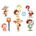 Set Cartoon Clipart Little Kids With Different Symbol Signs and Objects ...