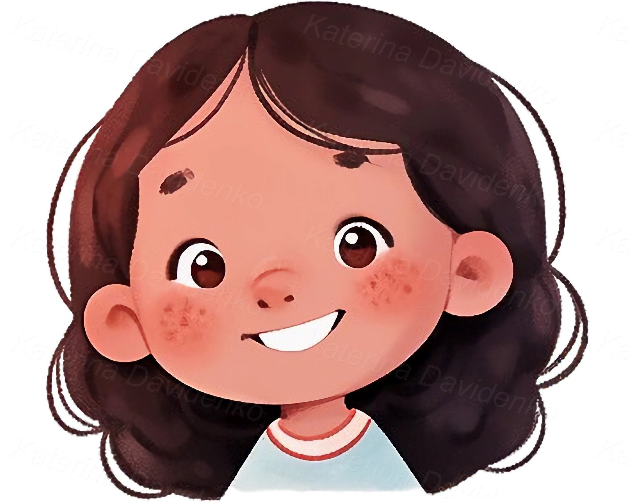 Set of Cartoon Multiethnic Children Faces Png Clipart. Smiling Kids ...