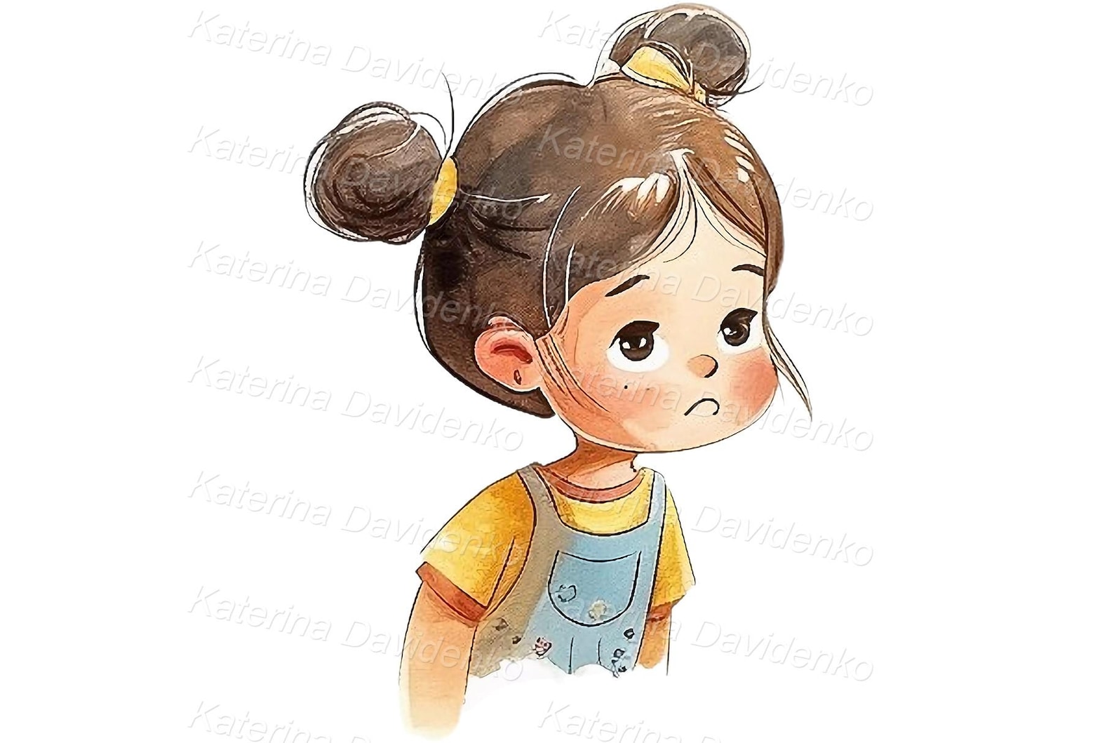 Kids Emotions PNG Clipart Set. Cartoon Little Girl With Different ...