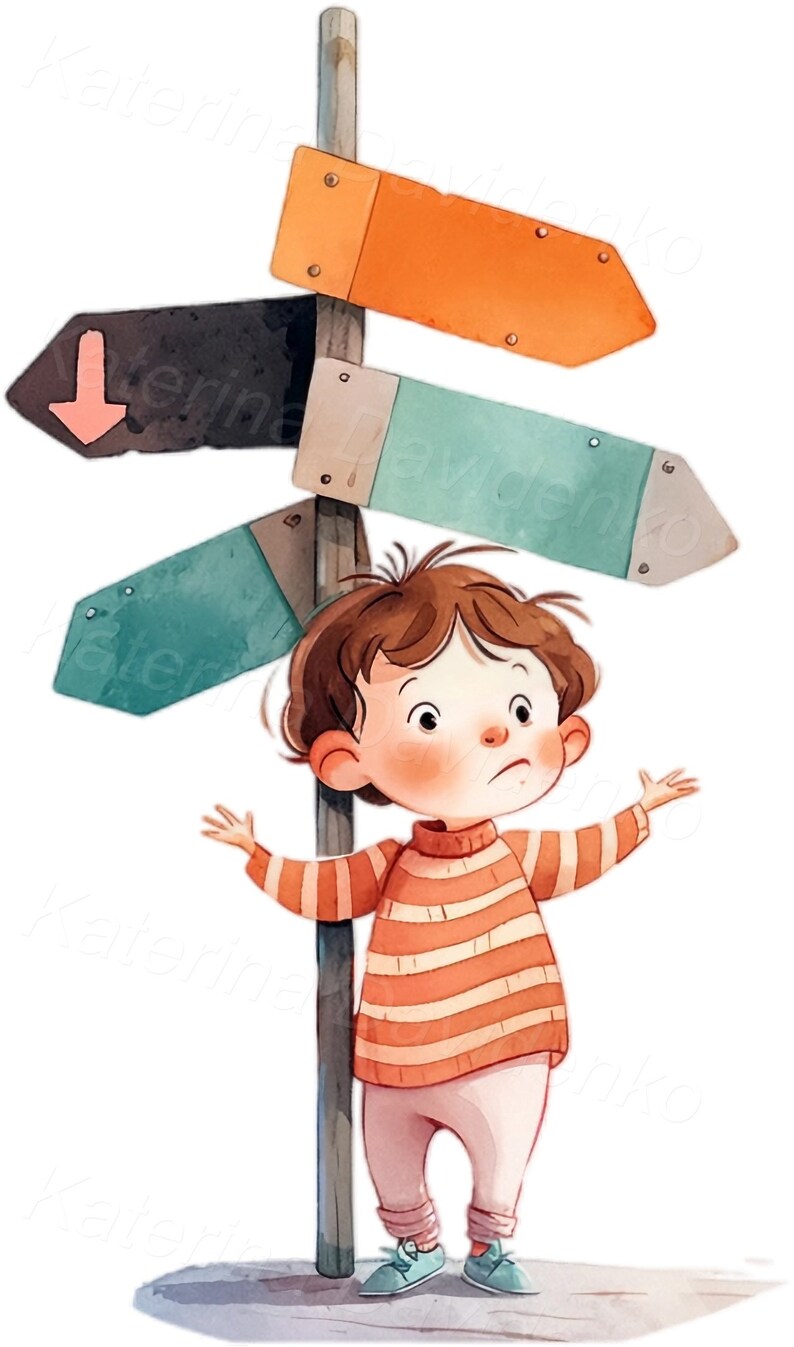 Clipart Set of Cartoon Little Children With Different Symbol Signs and ...