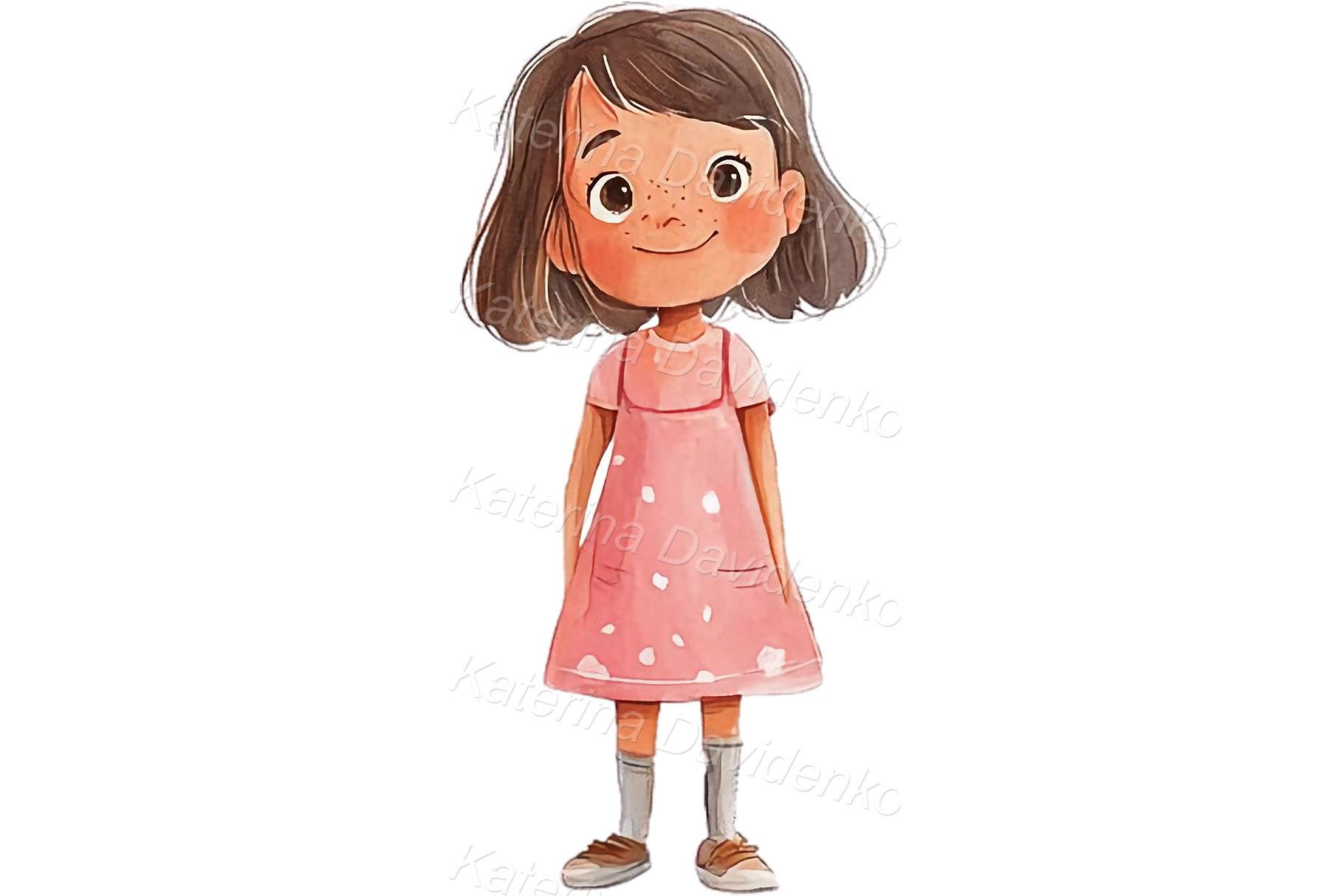 Cartoon Kids Clipart Set. Children Standing Full Height. Kids Toons ...
