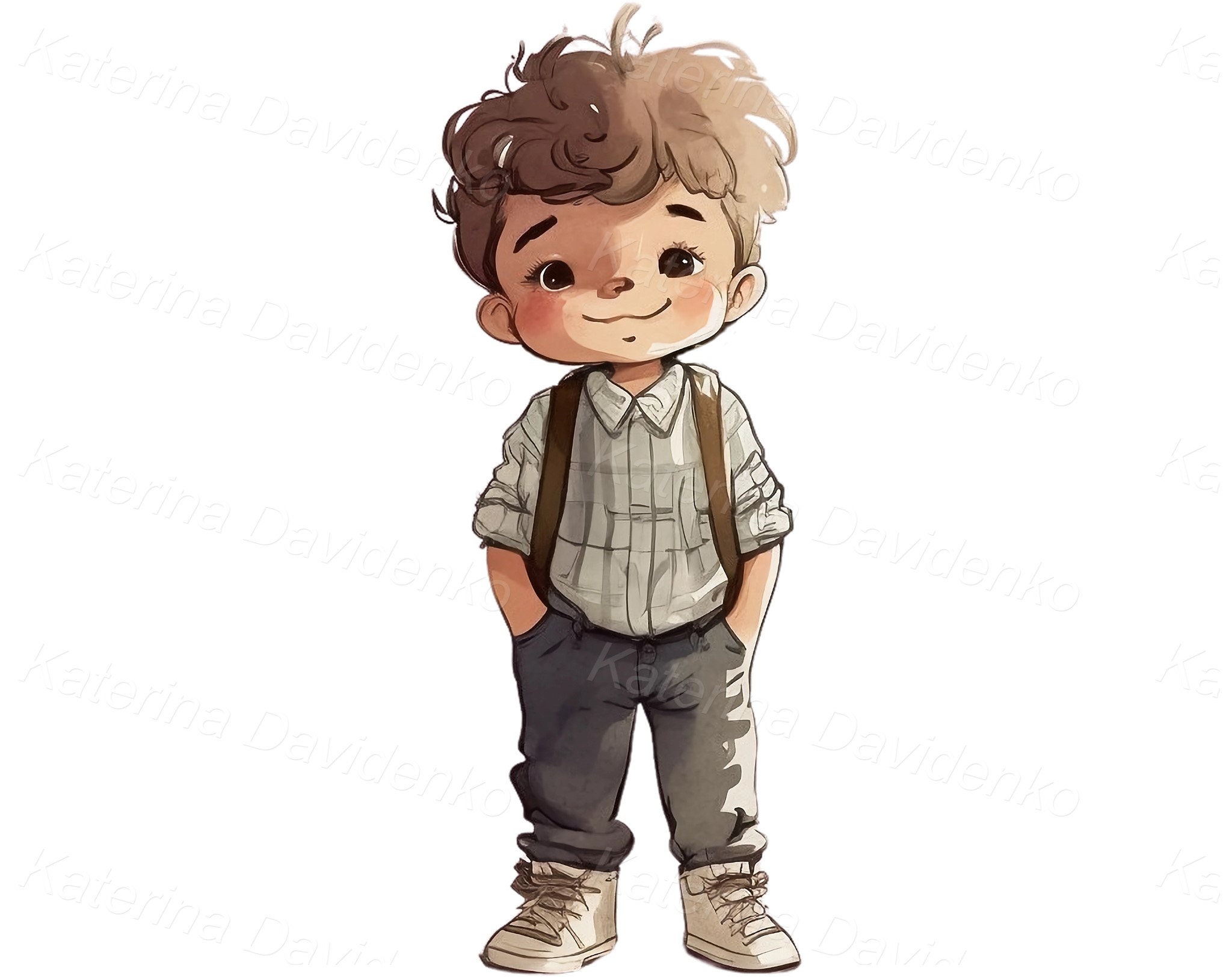 Cute Little Cartoon Boys and Girls in Different Spring Casual Clothes ...