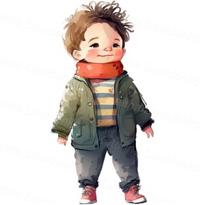 Children in Winter Casual Clothes Standing in a Row, Isolated ...