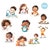 Set of Cartoon Smiling Children Standing in a Row. Transparent PNG ...