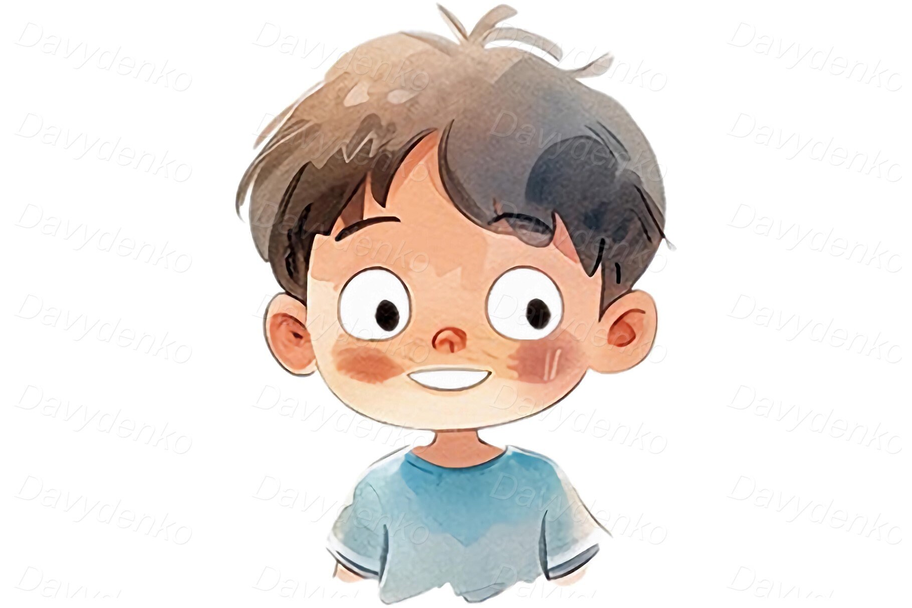 Big PNG Set of Watercolor Kids Clipart Children Face Expressions Kids ...