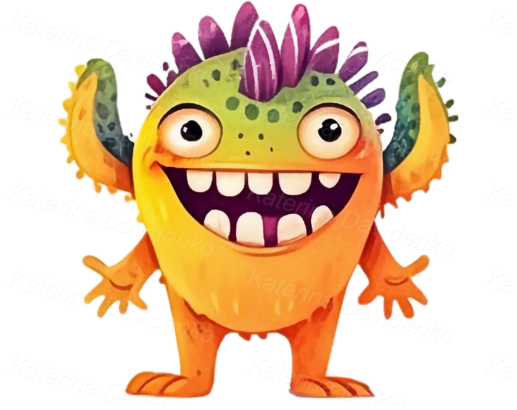 Colorful Cartoon Monsters Clipart Set. Friendly Fantasy Creatures ...