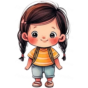 Cute Cartoon Little Kids Clipart. Isolated Preschool Children ...