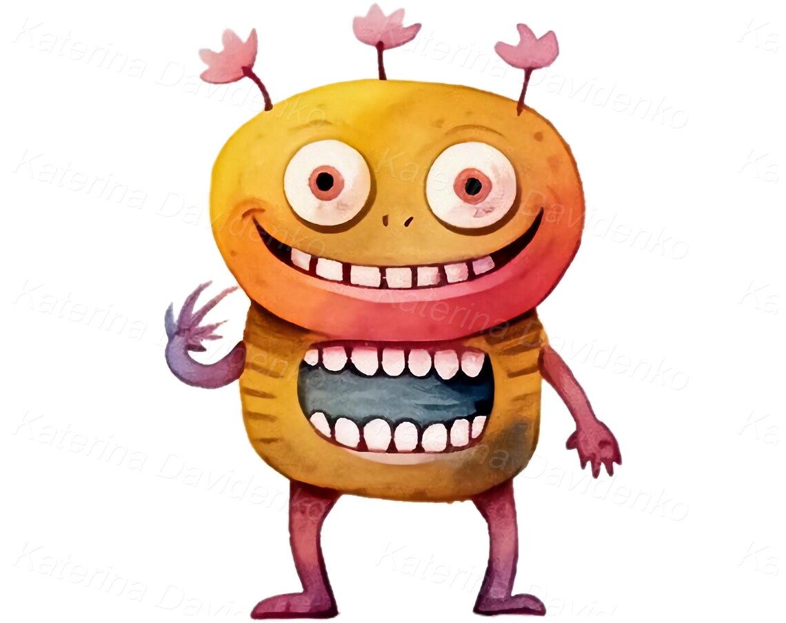 Colorful Cartoon Monsters Clipart Set. Friendly Fantasy Creatures ...