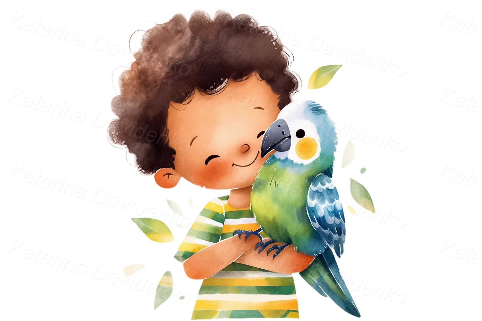 Cartoon Happy Kids With Pets. Portraits of Cute Children With - Etsy