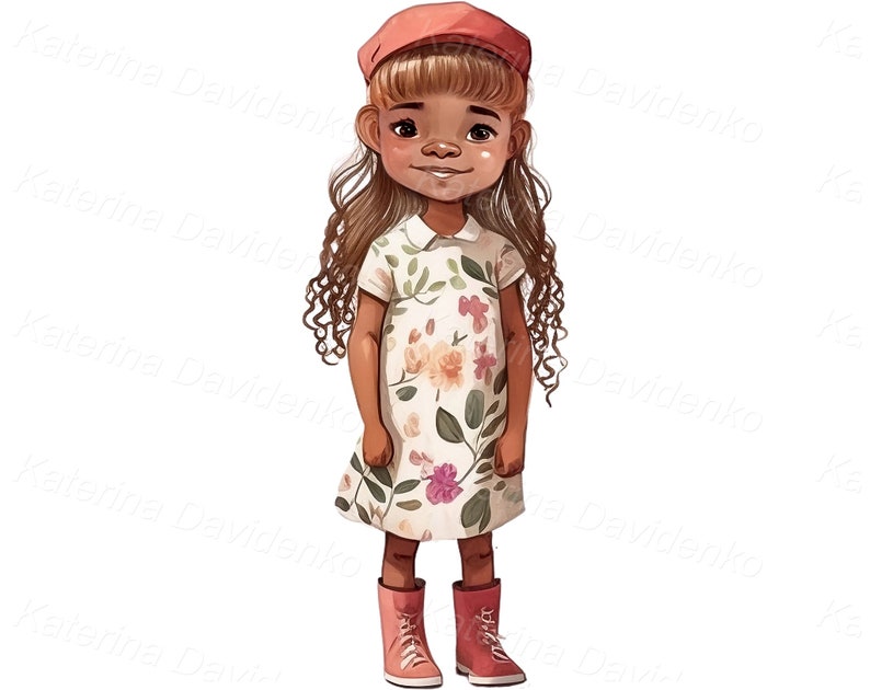 Set of Cartoon Little Girls in Casual Summer Clothes Standing - Etsy