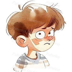 Cartoon Kids PNG Clipart Set. Little Boy With Different Emotions ...