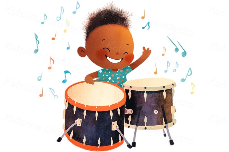 Children Playing Musical Instruments and Singing Songs, Kids Clipart ...