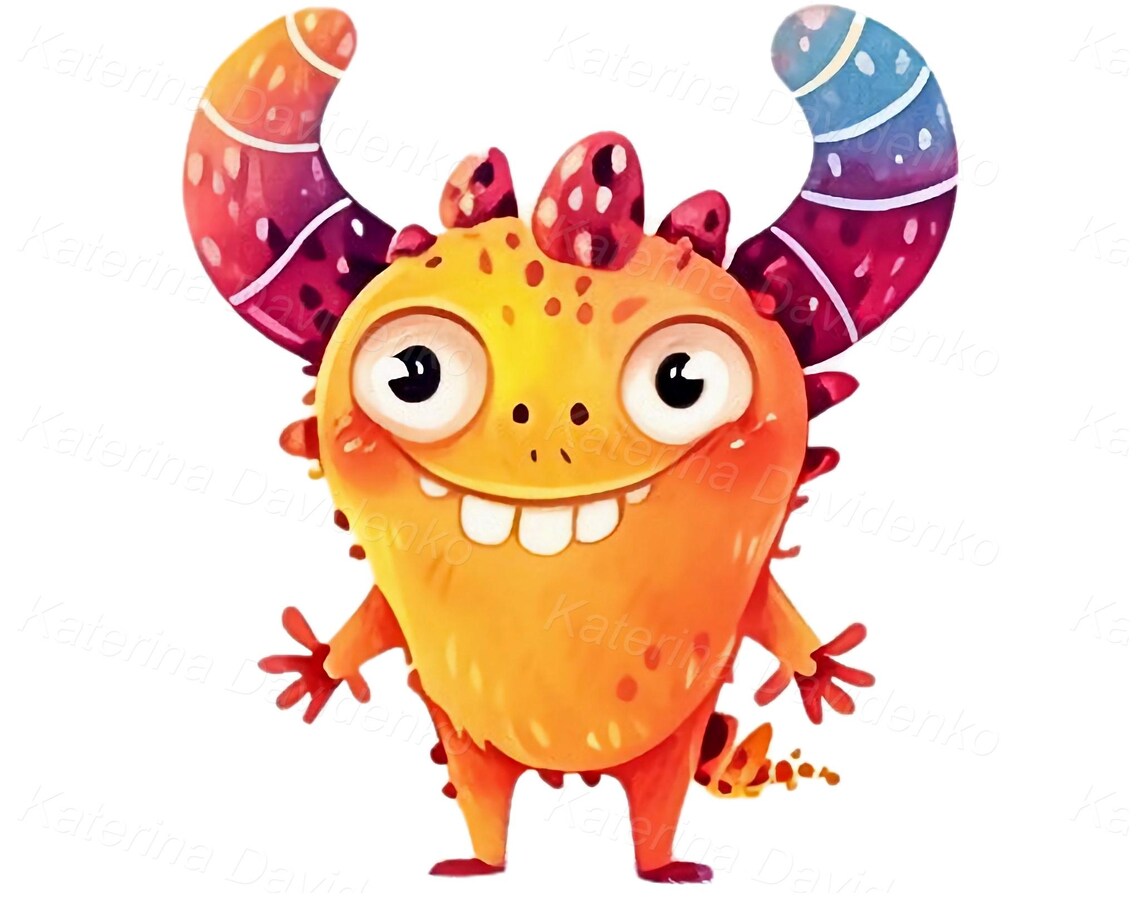 Colorful Cartoon Monsters Clipart Set. Friendly Fantasy Creatures ...